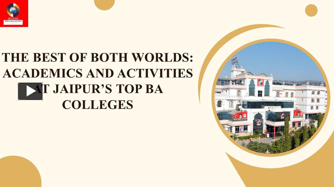 PPT – The Best of Both Worlds: Academics and Activities at Jaipur’s Top ...