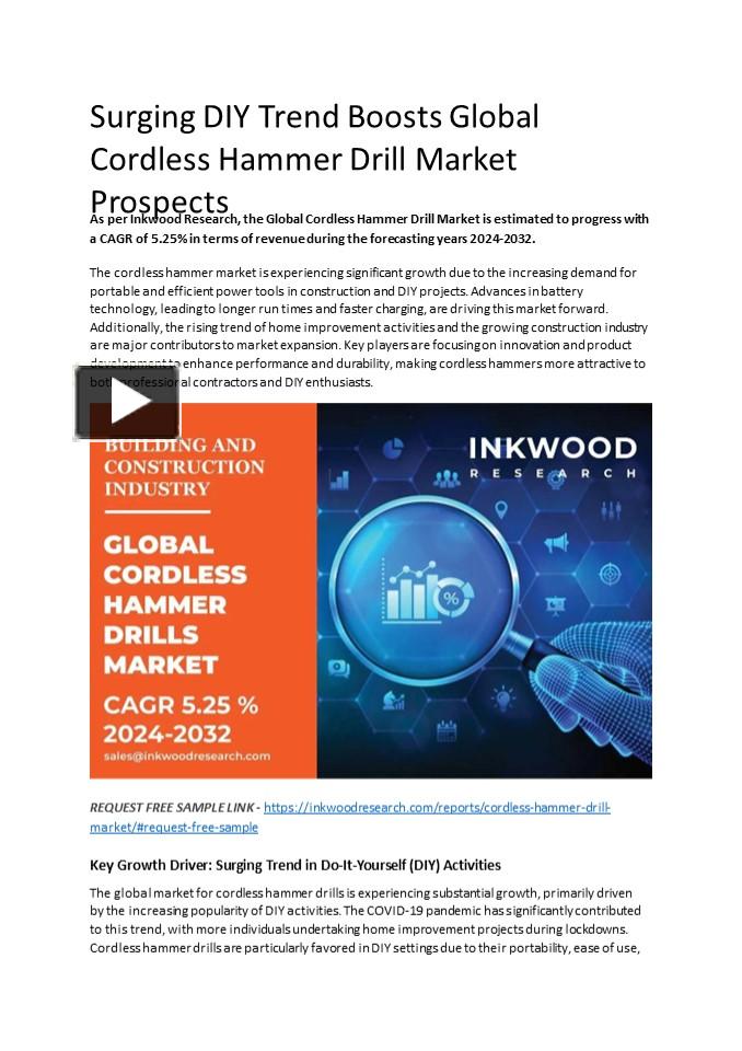 Surging DIY Trend Boosts Global Cordless Hammer Drill Market Prospects ...