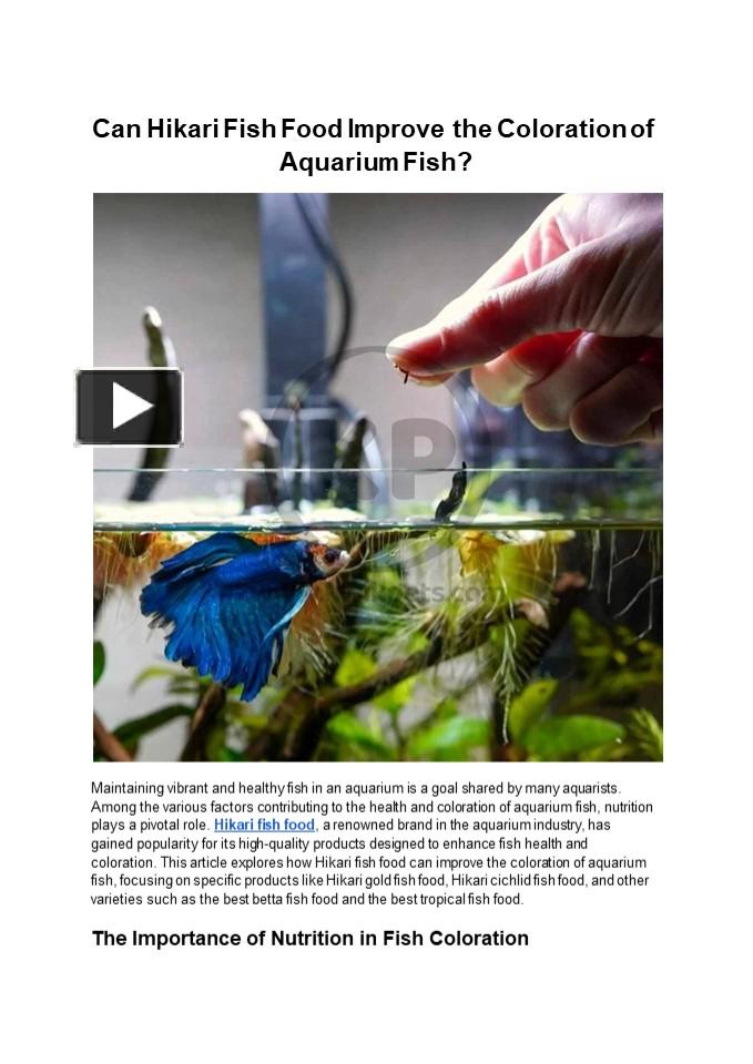 PPT – Can Hikari Fish Food Improve the Coloration of Aquarium Fish ...