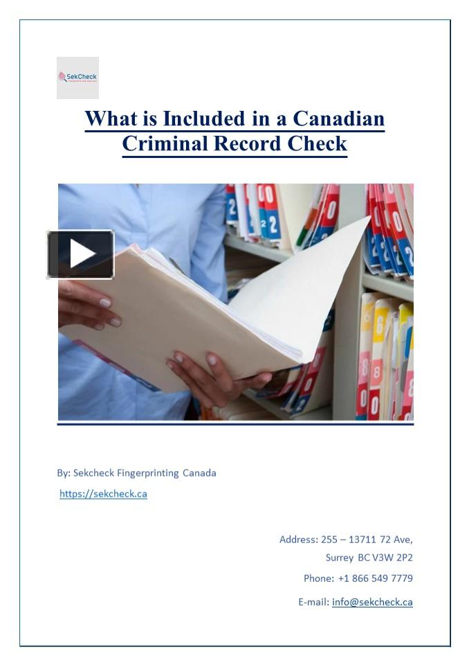 PPT – What is Included in a Canadian Criminal Record Check PowerPoint ...