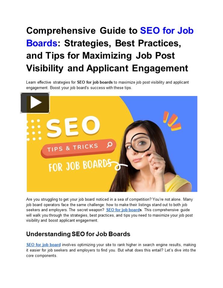 Comprehensive Guide to SEO for Job Boards: Strategies, Best Practices ...