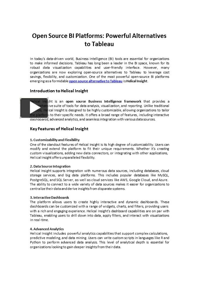 PPT – Open Source BI Platforms: Powerful Alternatives to Tableau ...
