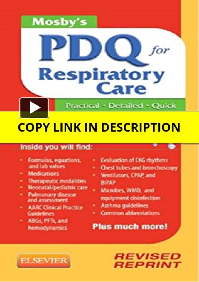 PDF Mosby's PDQ for Respiratory Care - Revised Reprint 2nd Edition ...