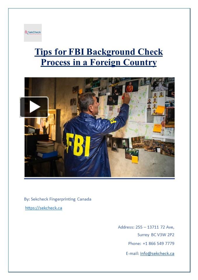Tips for FBI Background Check Process in a Foreign Country presentation ...