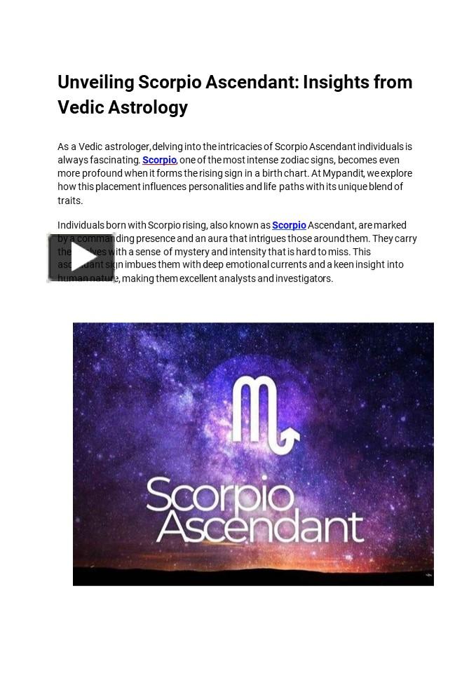 Unveiling Scorpio Ascendant: Insights from Vedic Astrology presentation ...