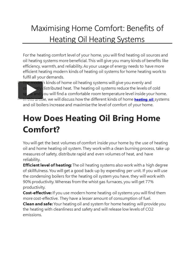 PPT – Maximising Home Comfort: Benefits of Heating Oil Heating Systems ...