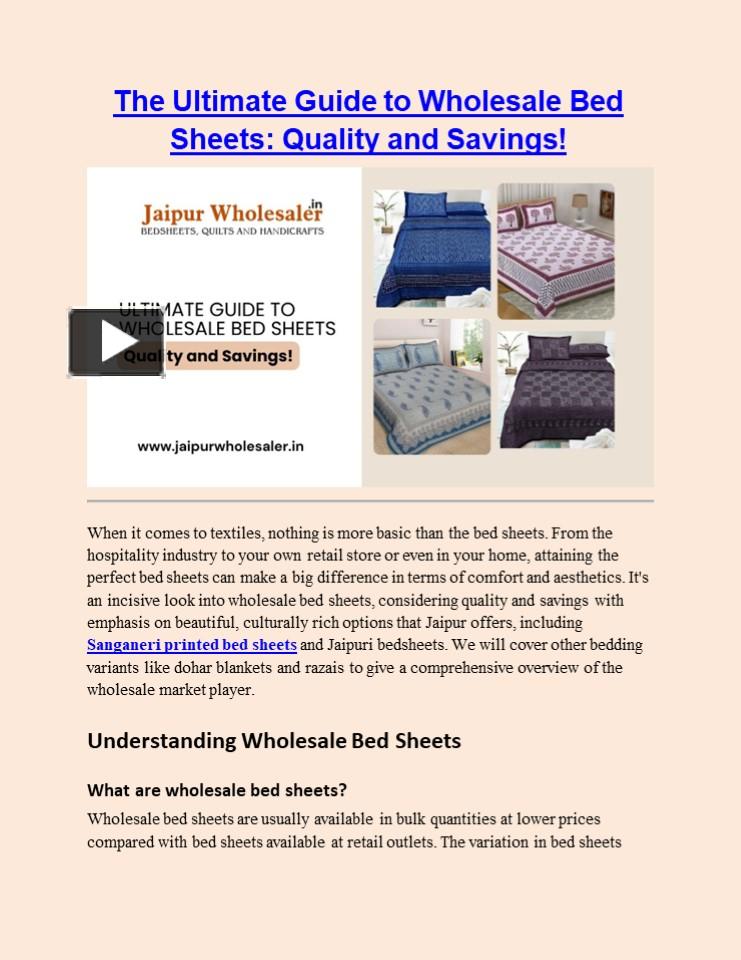 PPT – The Ultimate Guide to Wholesale Bed Sheets: Quality and Savings ...