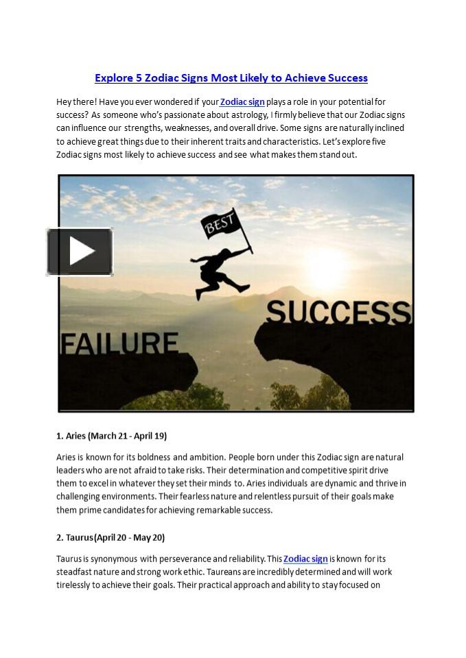 PPT – Explore 5 Zodiac Signs Most Likely to Achieve Success PowerPoint ...