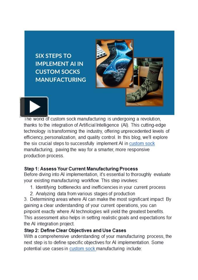 Six Steps to Implement AI in Custom Socks Manufacturing presentation ...