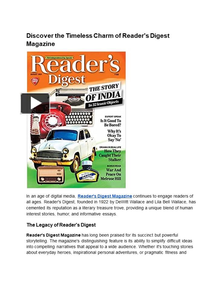 PPT – Discover the Timeless Charm of Reader's Digest Magazine ...