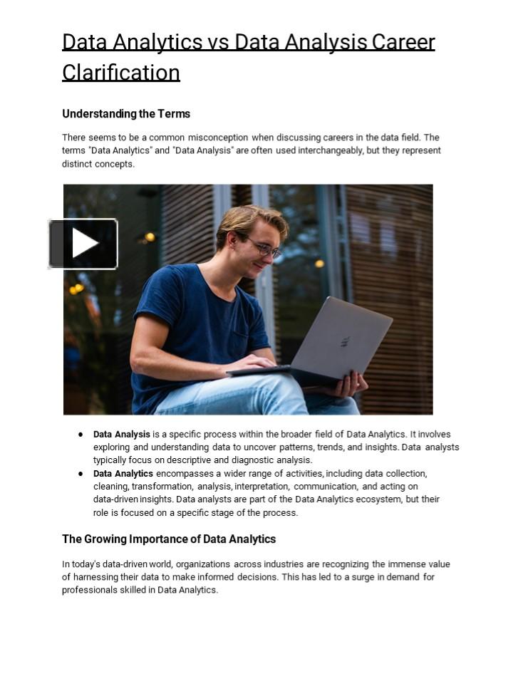 Data Analytics vs Data Analysis Career Clarification presentation ...