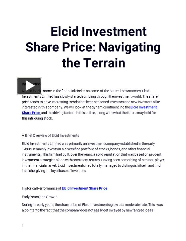 Find the Best Elcid Investment Share Price at Planify presentation ...
