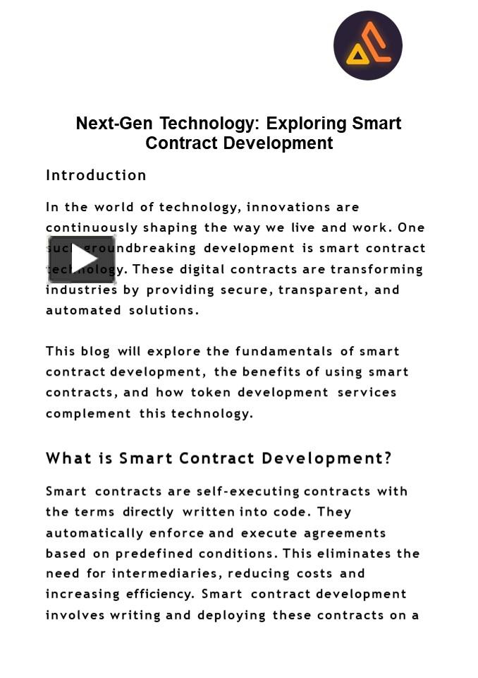 Next-Gen Technology: Exploring Smart Contract Development presentation ...