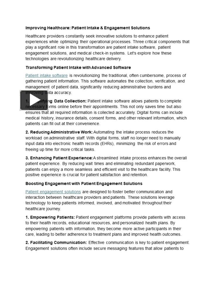 Improving Healthcare: Patient Intake & Engagement Solutions ...