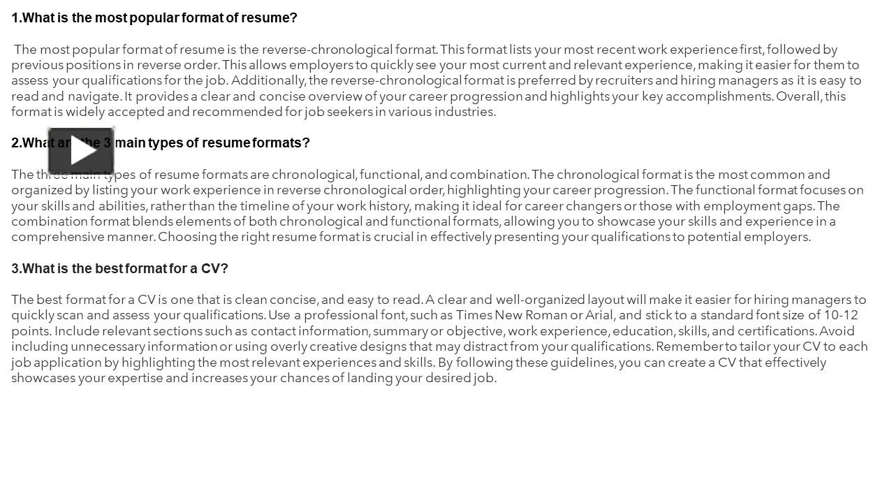 Selecting the Most Popular Resume Format for Success presentation ...