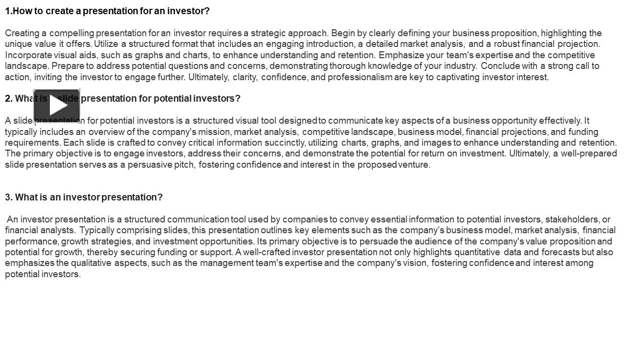 PPT – Key Elements of an Effective Investor Presentation Narrative ...