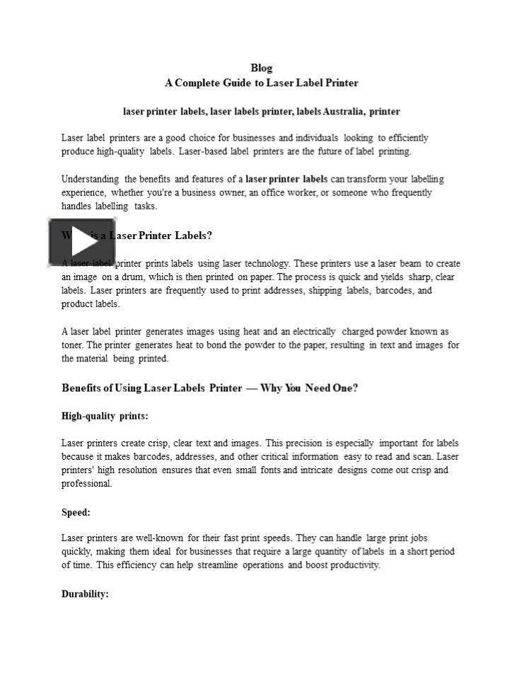 A Complete Guide to Laser Label Printer presentation | free to download