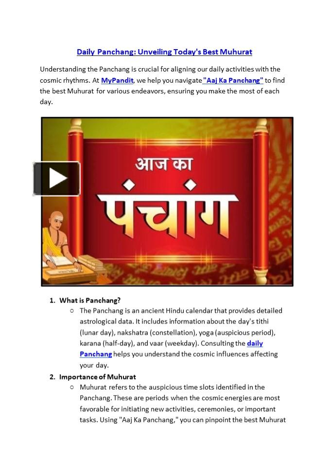 PPT – Daily Panchang: Unveiling Today's Best Muhurat PowerPoint ...