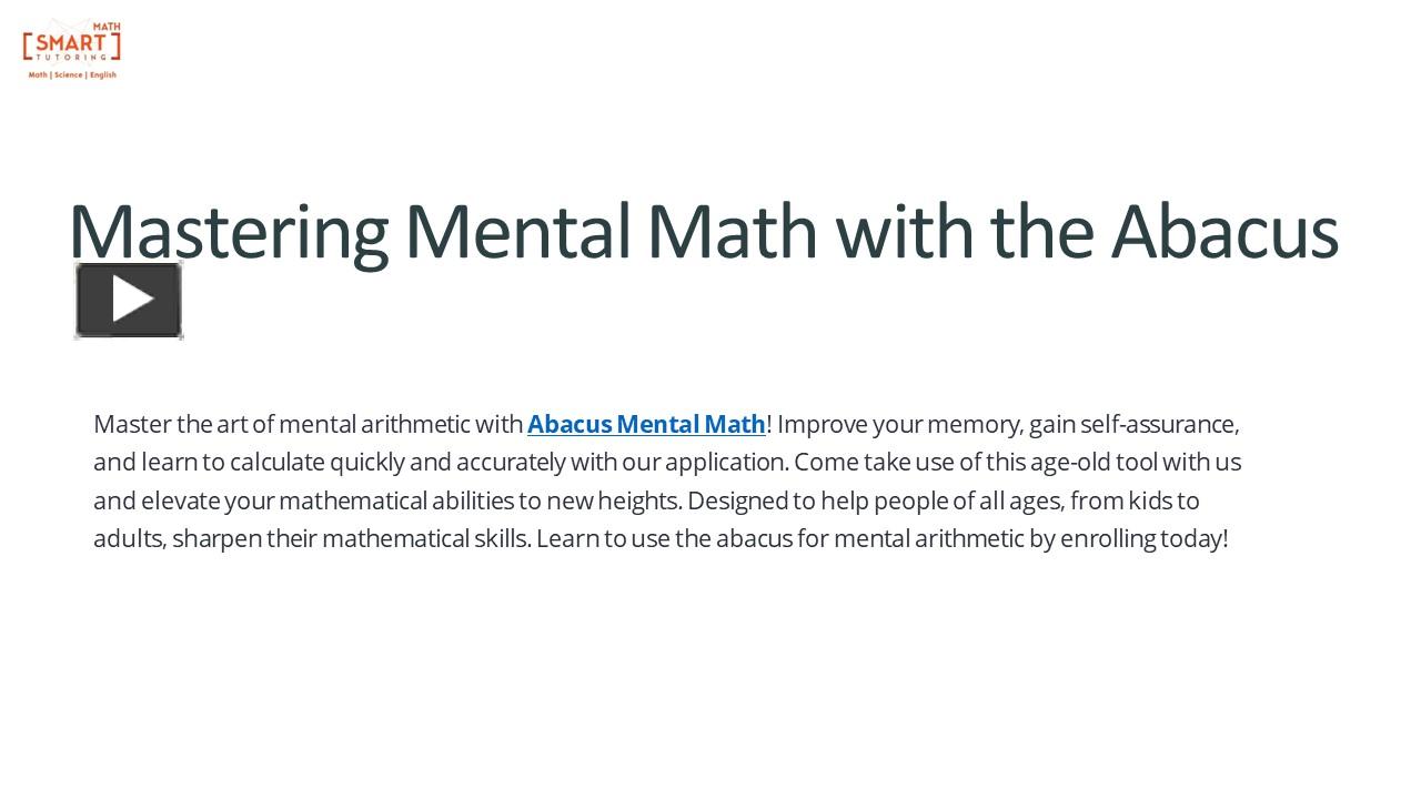 PPT – Mastering Mental Math with the Abacus PowerPoint presentation ...