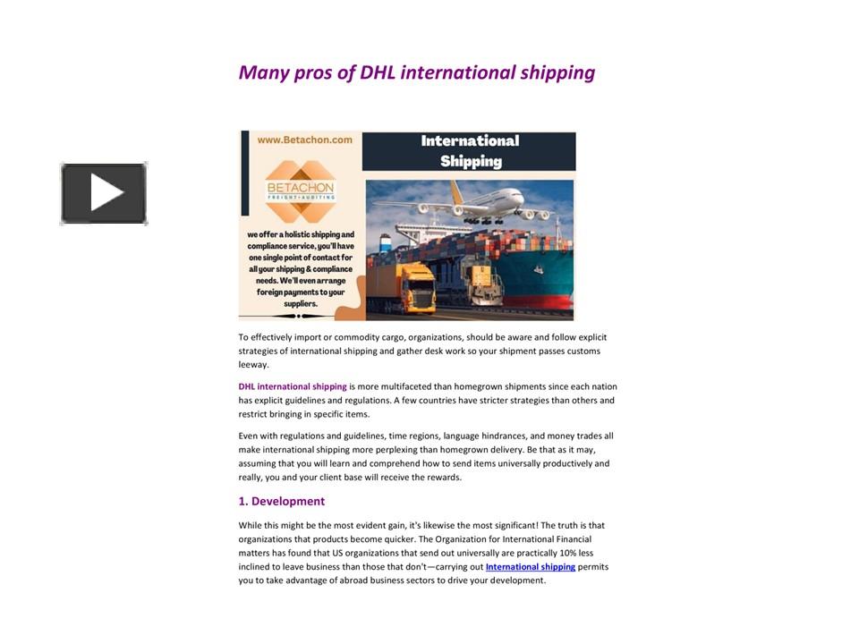 PPT – Many pros of DHL international shipping PowerPoint presentation ...