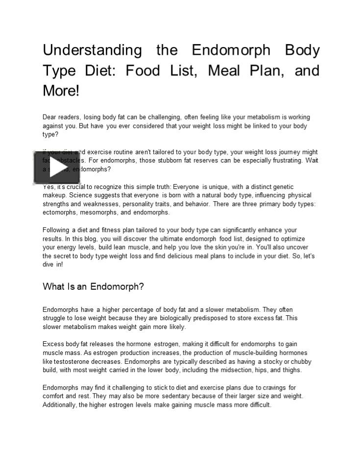 PPT – Understanding the Endomorph Body Type Diet: Food List, Meal Plan ...