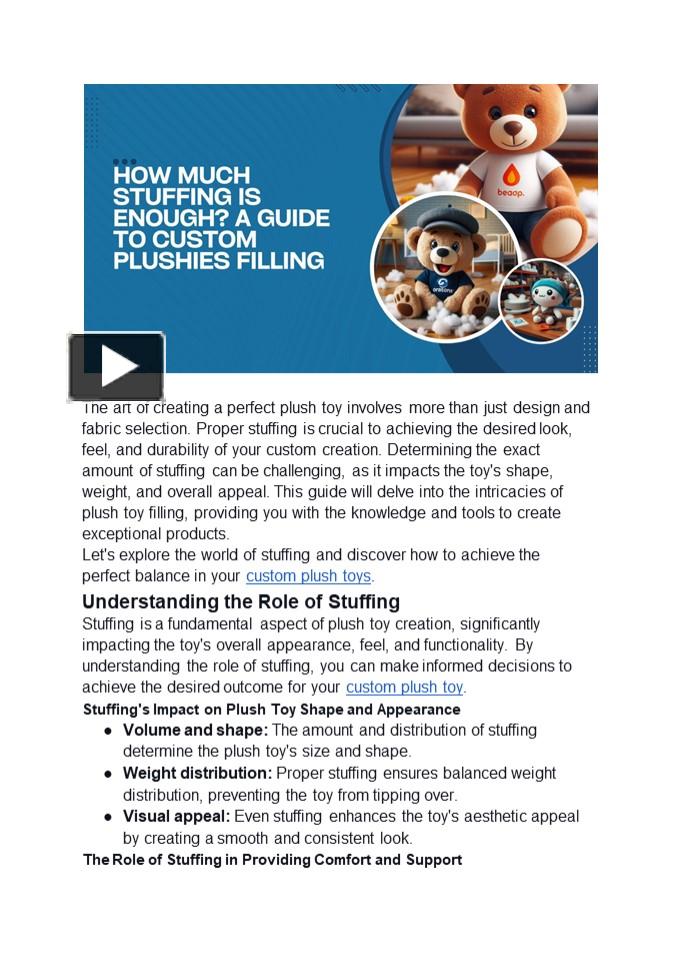 How Much Stuffing is Enough? A Guide to Custom Plushies Filling ...