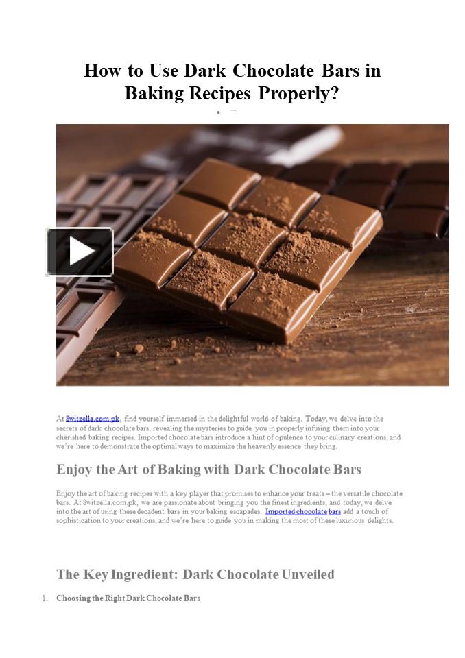 PPT – How to Use Dark Chocolate Bars in Baking Recipes Properly ...
