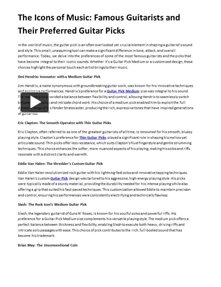 PPT – The Icons of Music: Famous Guitarists and Their Preferred Guitar ...