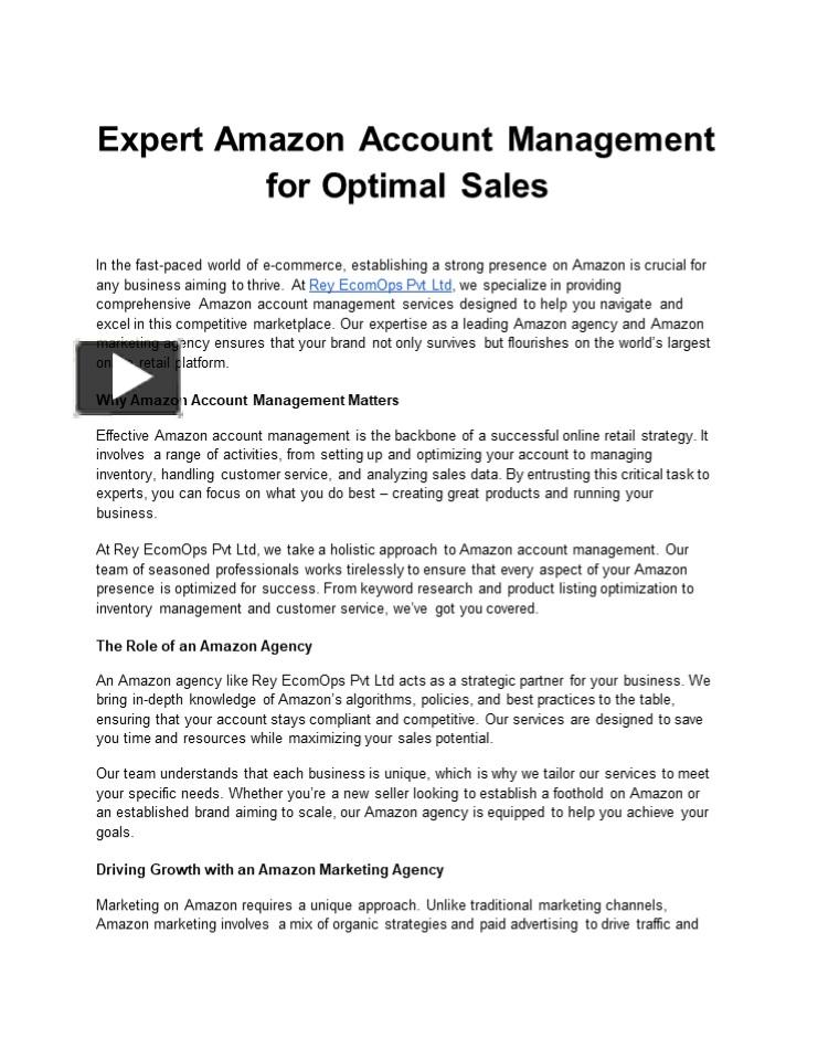 Expert Amazon Account Management for Optimal Sales presentation | free ...