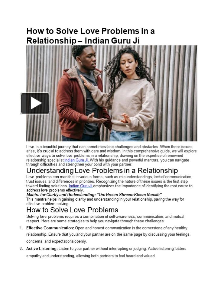 How to Solve Love Problems in a Relationship - Indian Guru Ji ...