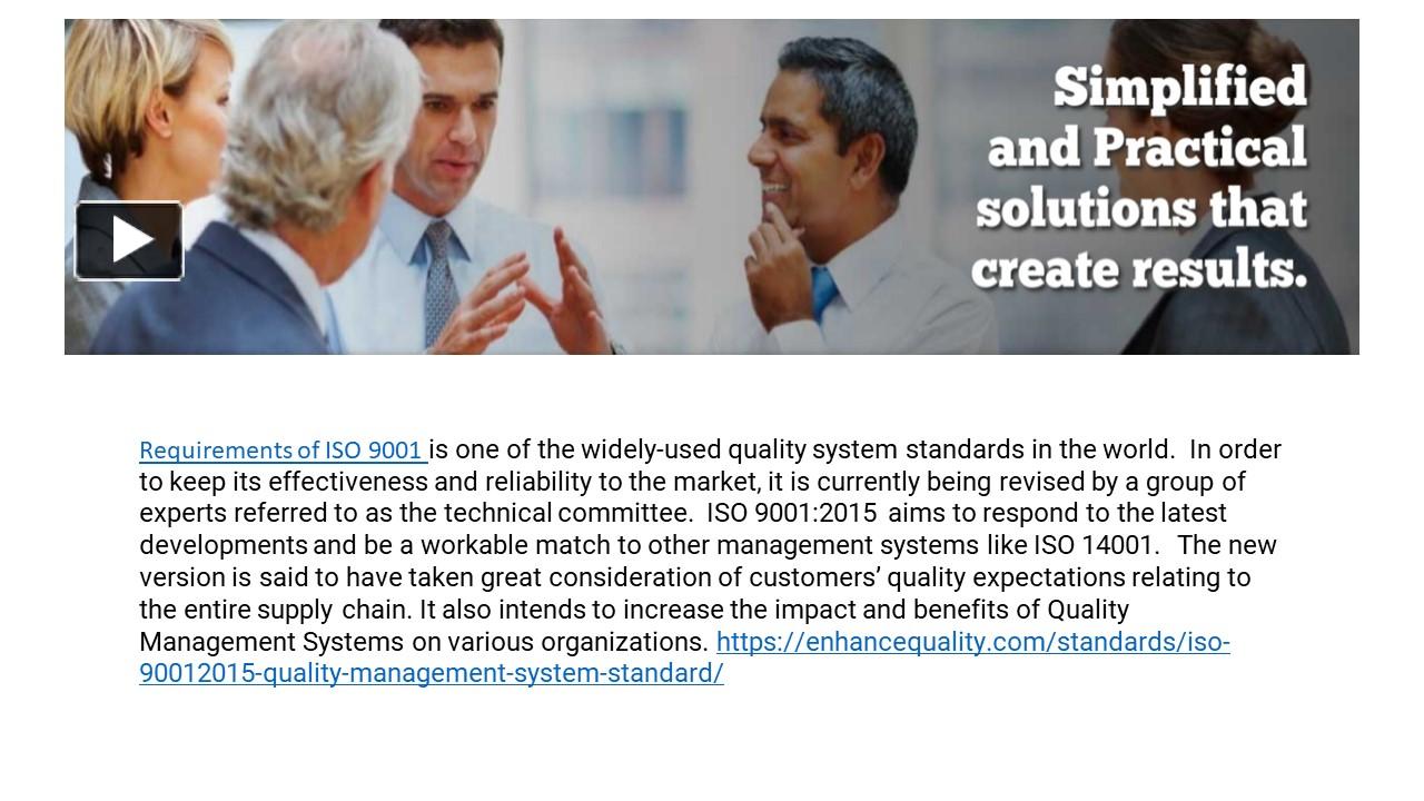 ISO 9001 Quality Management System presentation | free to download