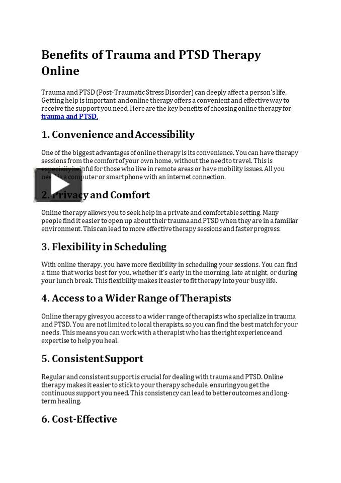 Trauma and PTSD Therapy Online presentation | free to download