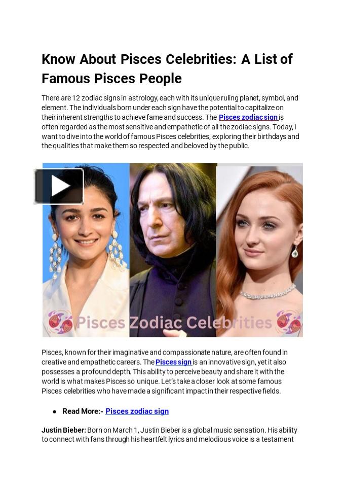 Know About Pisces Celebrities: A List of Famous Pisces People ...