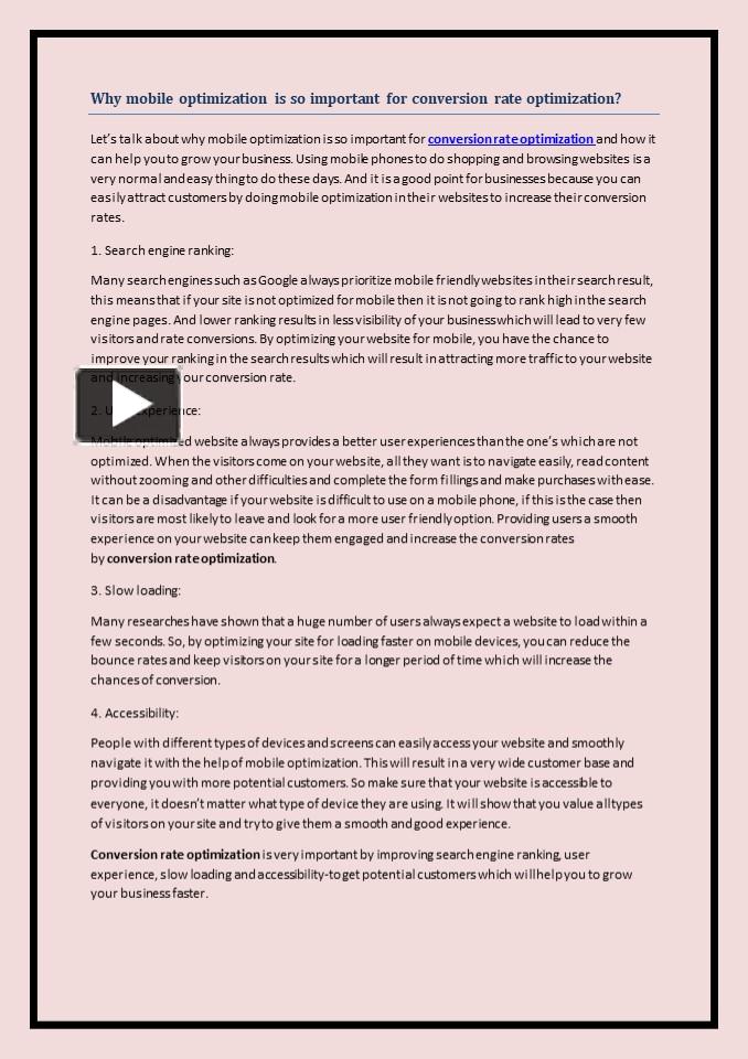 PPT – Why mobile optimization is so important for conversion rate ...