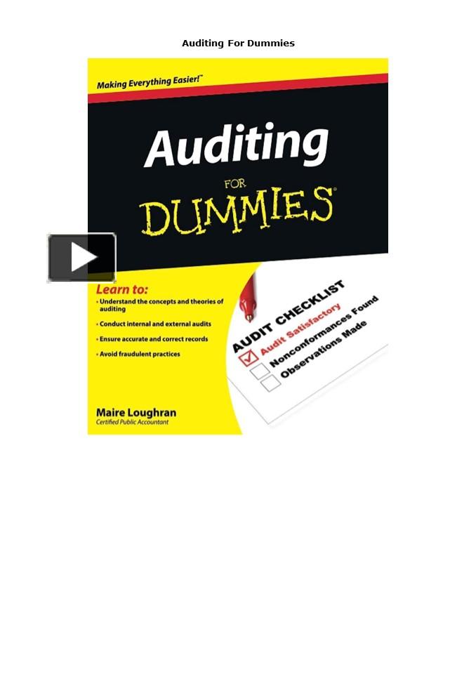 DOWNLOAD(PDF) Auditing For Dummies presentation | free to download