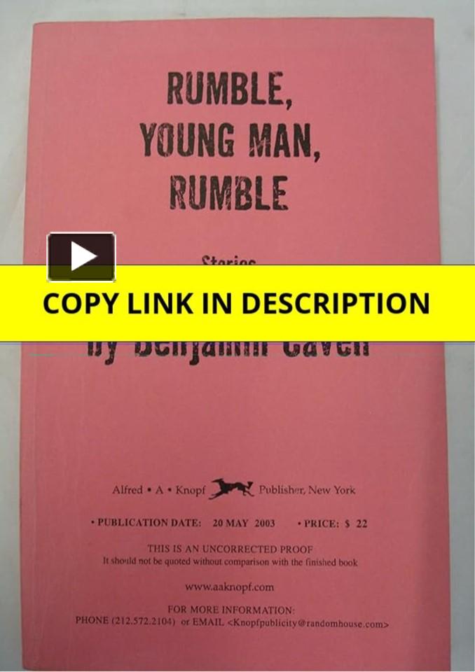 (PDF) Rumble, Young Man, Rumble: Stories Full presentation | free to ...