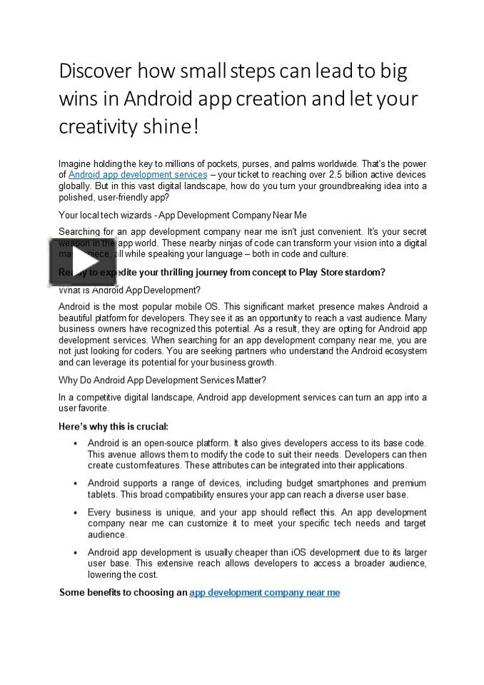 PPT – Discover how small steps can lead to big wins in Android app ...