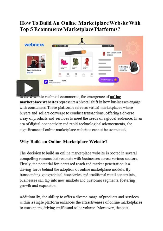 How To Build An Online Marketplace Website With Top 5 Ecommerce ...