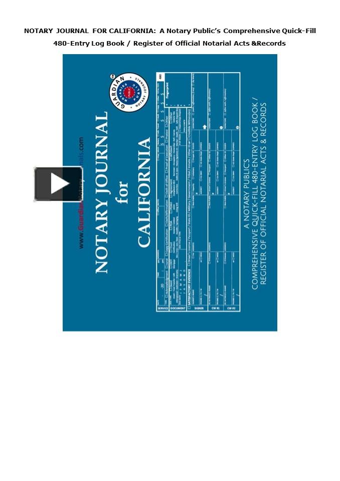 PDF(readonline) NOTARY JOURNAL FOR CALIFORNIA: A Notary Public’s ...