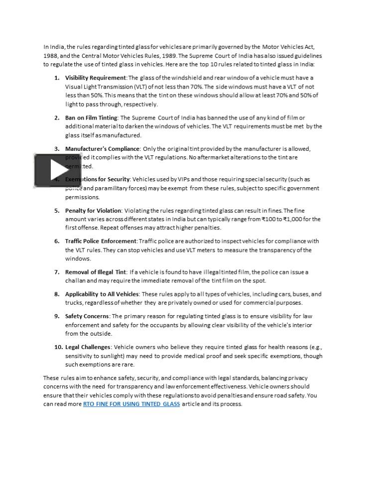 PPT – RTO rules for tinted glass PowerPoint presentation | free to ...