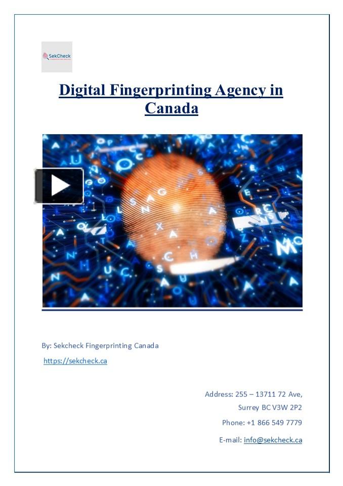 Digital Fingerprinting Agency in Canada presentation | free to download