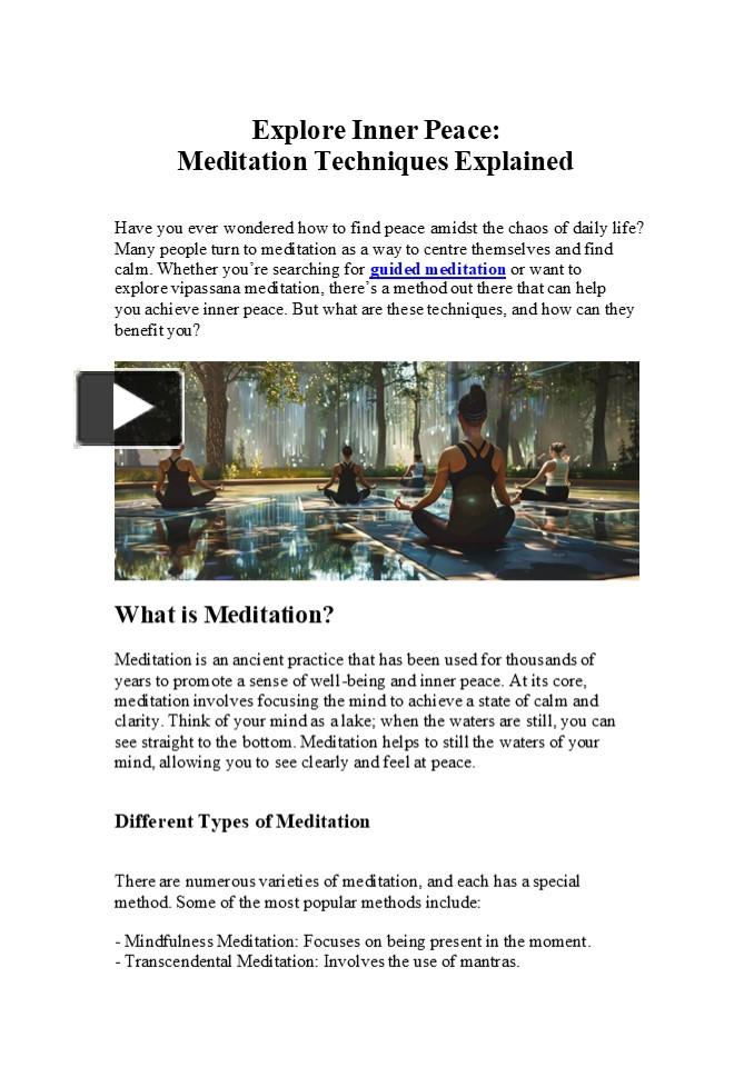 PPT – Explore Inner Peace: Meditation Techniques Explained PowerPoint ...
