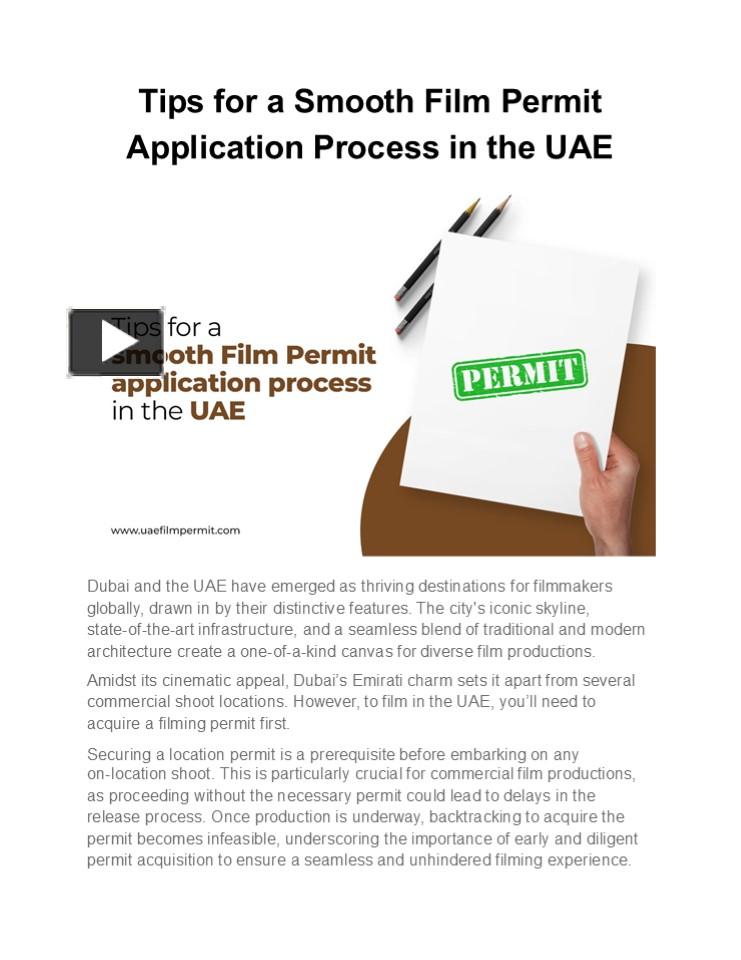 Tips for a Smooth Film Permit Application Process in the UAE ...