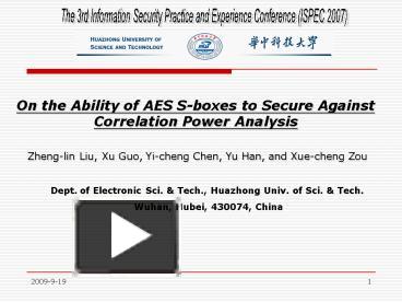 PPT – On the Ability of AES Sboxes to Secure Against PowerPoint ...