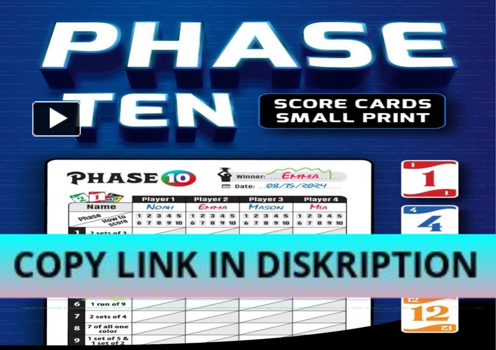 DOWNLOAD PDF Phase Ten Score Cards Small Print: 124 Small Sheets With ...