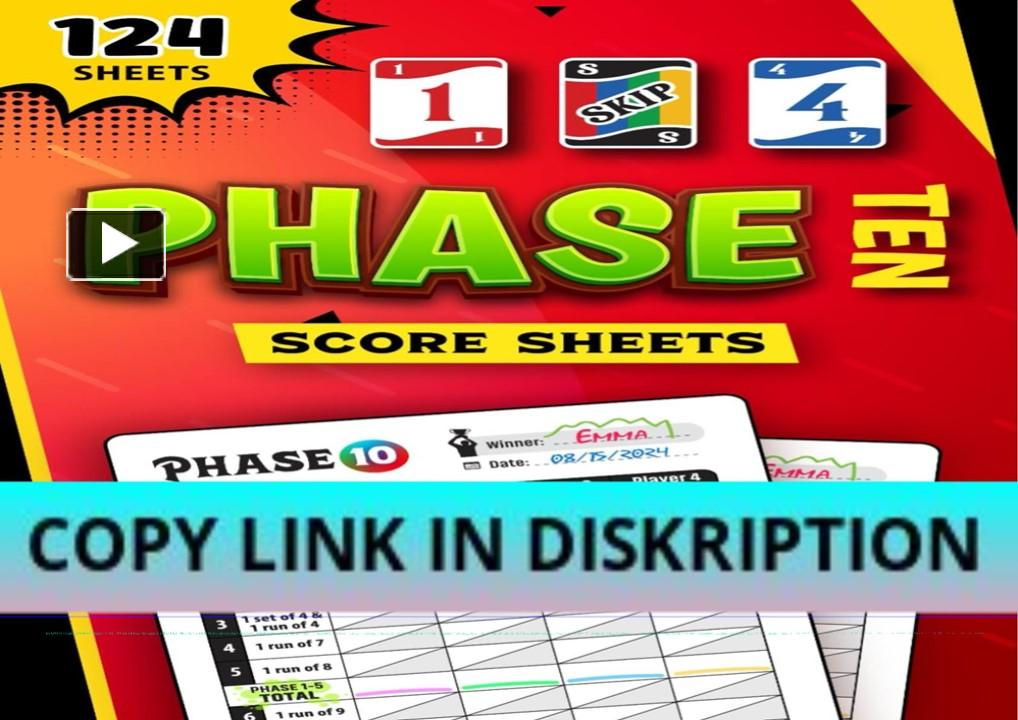 READ [PDF] Phase Ten Score Sheets: 124 Small Pads With 9200 Scoring Ga ...