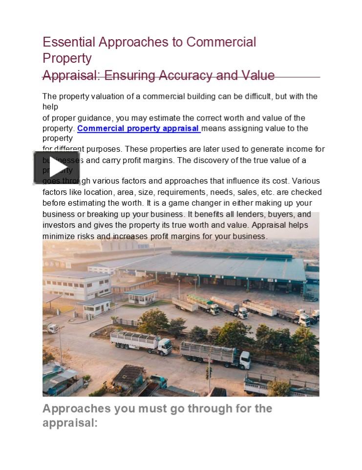 Essential Approaches to Commercial Property Appraisal: Ensuring ...