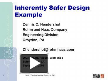PPT – Inherently Safer Design Example PowerPoint presentation | free to ...