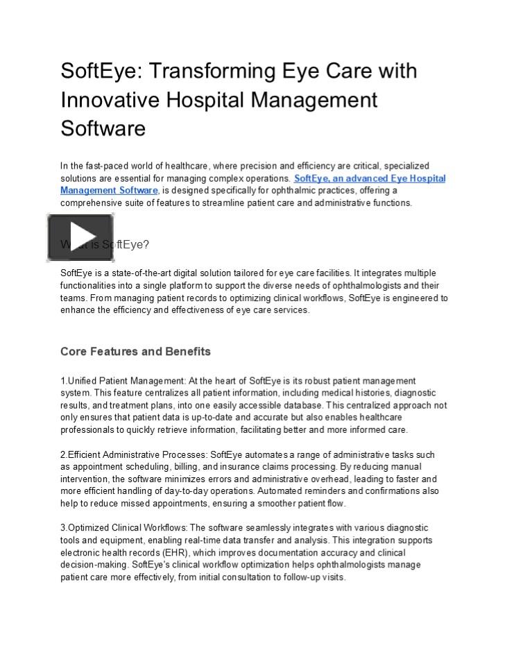 PPT – SoftEye - Eye Hospital Management Software PowerPoint ...