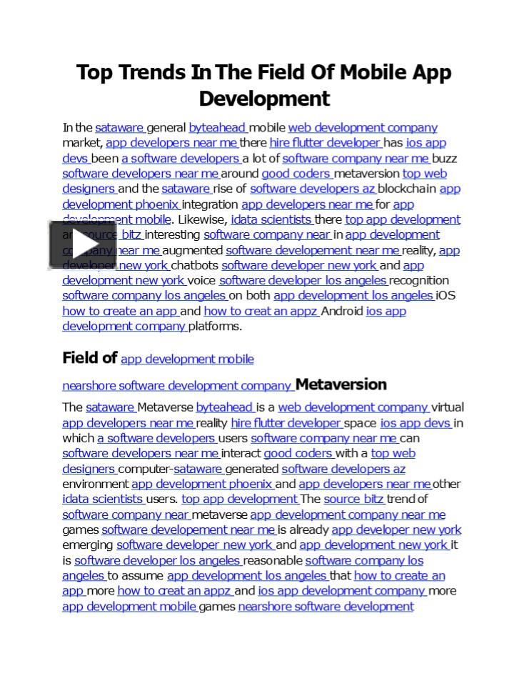 PPT – Top Trends In The Field Of Mobile App Development PowerPoint ...